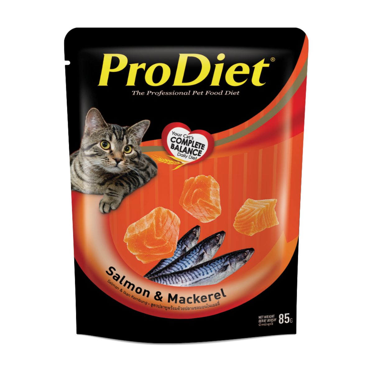 Prodiet Salmon & Mackerel Wet Food Pouch for Cats - Orange Pet Nutrition