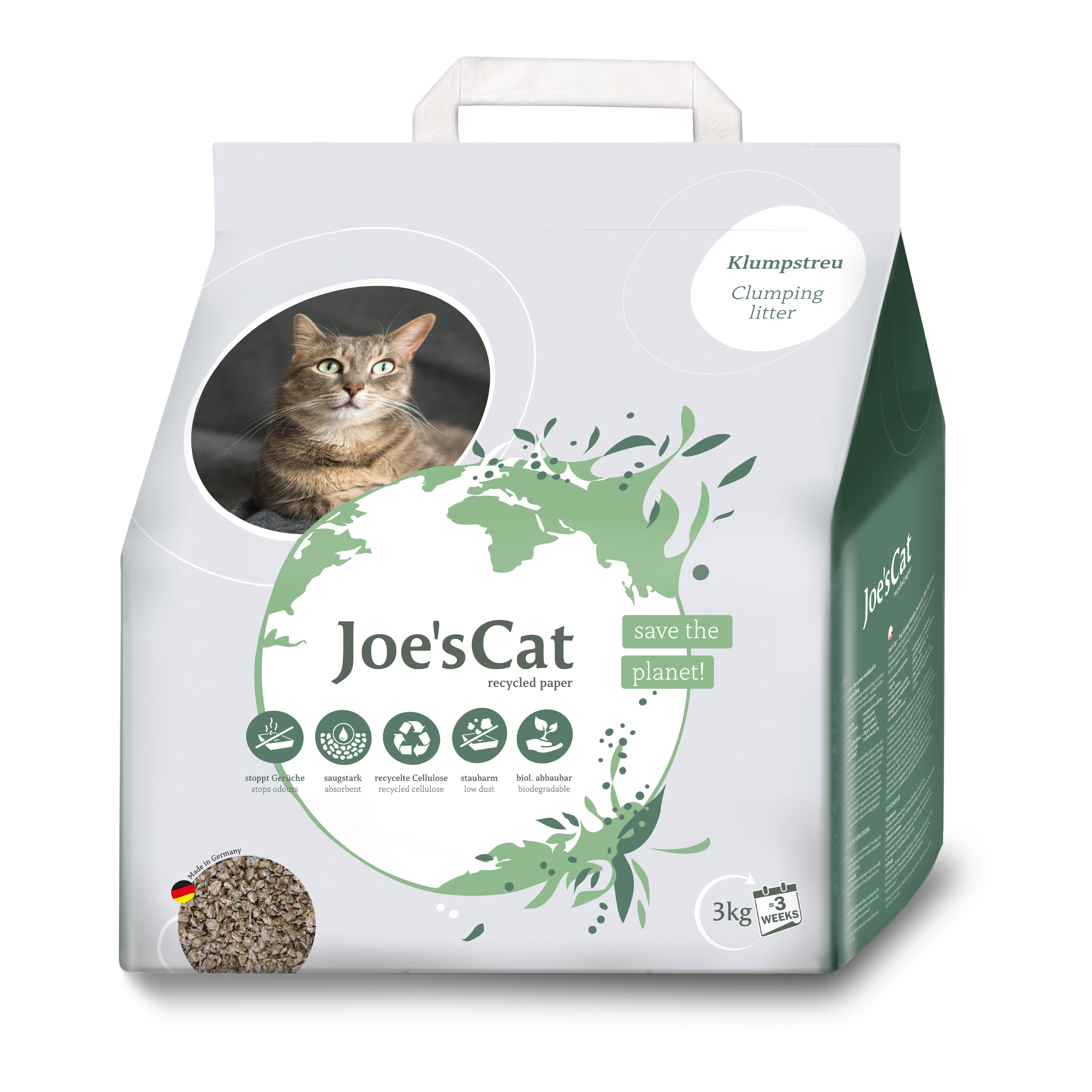 Joe's Cat Clumping Cat Litter 3kg Natural Biodegradable Low Dust Wood ...